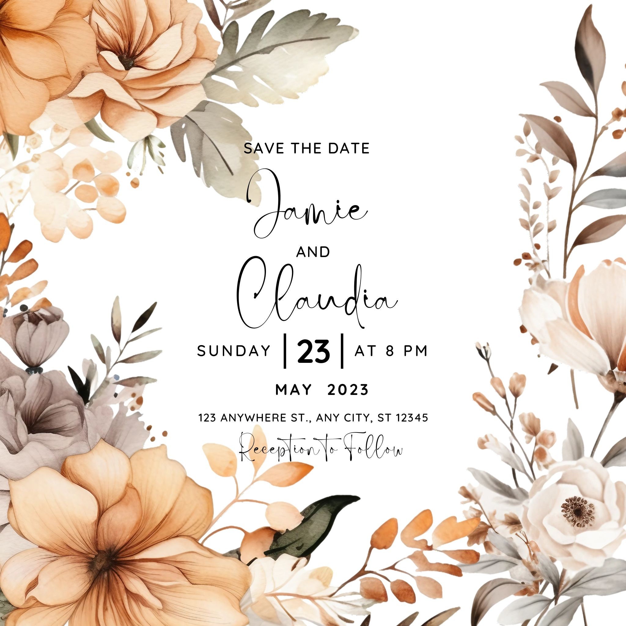 Neutral Florals Watercolor PNG Flowering Boho Soft Neutral Flowers ...