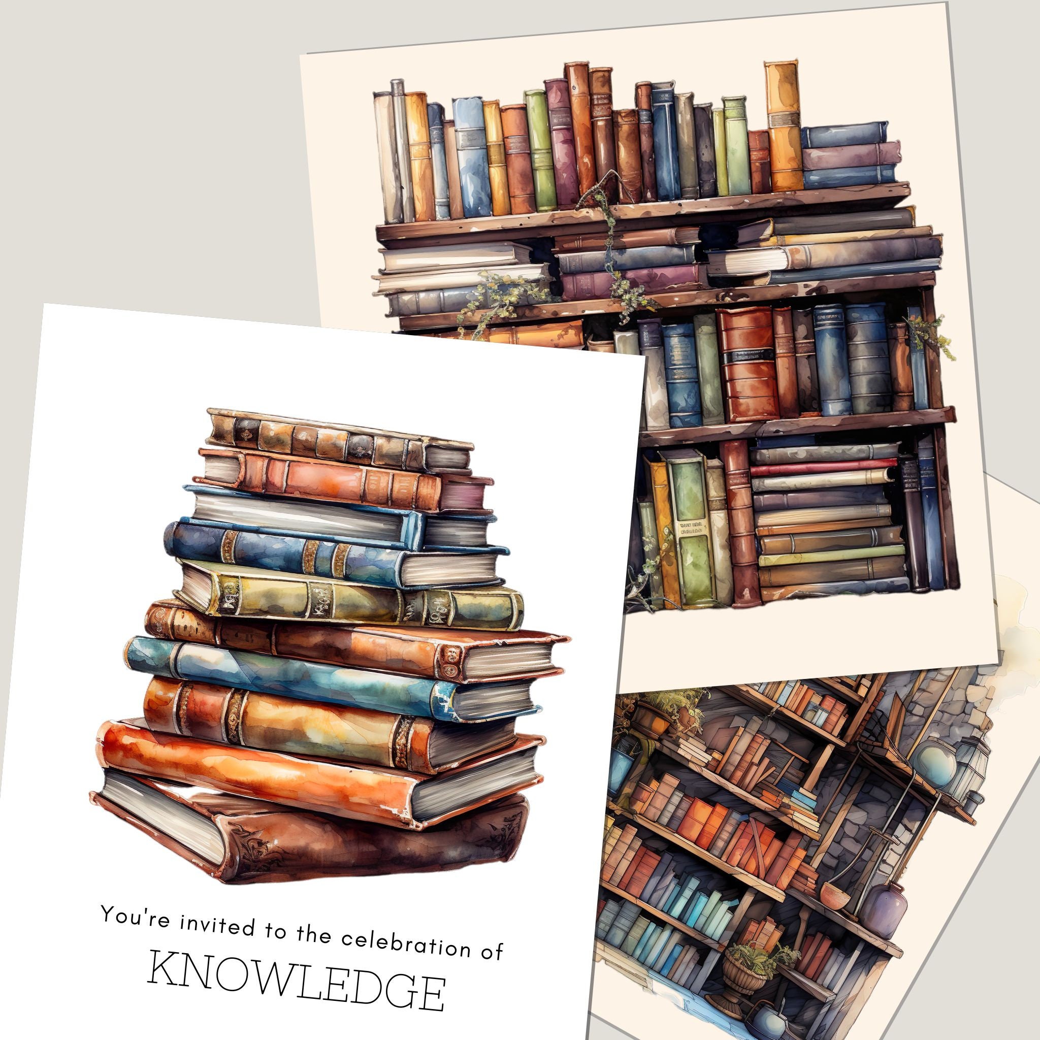 Watercolor Books Clipart Bundle PNG Book Stacks Clipart Book Clipart ...