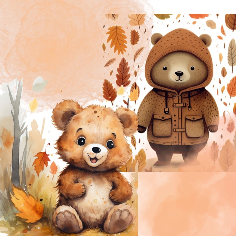 Bear Watercolor Illustration Clipart Commercial Use Woodland Animals ...