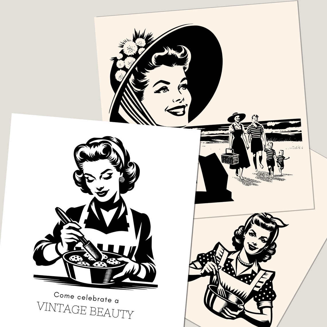 Housewife Vintage Women 60S 50S Retro Woman Svg 1950S Atomic Commercial ...