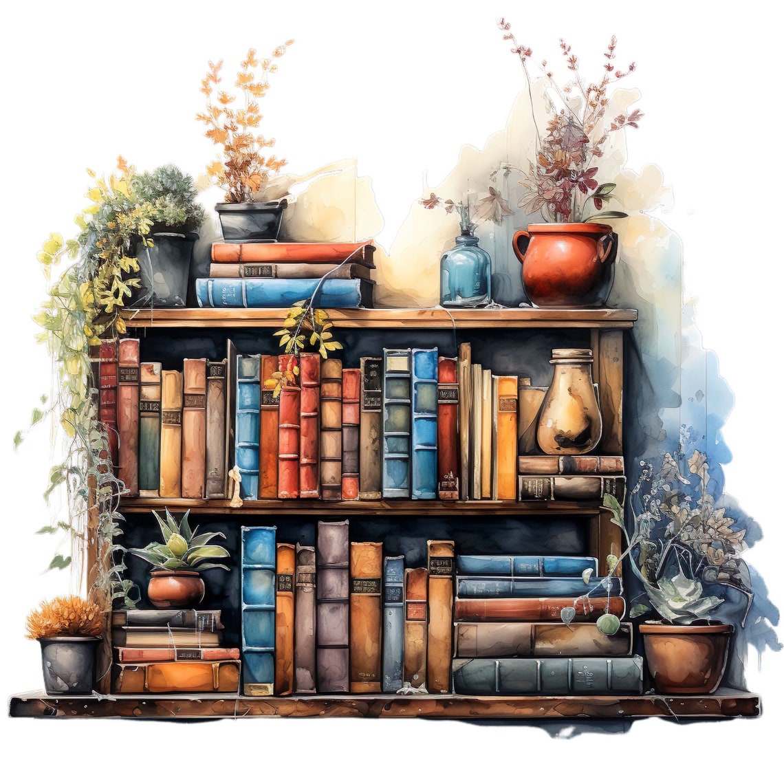 Watercolor Books Clipart Bundle PNG Book Stacks Clipart Book Clipart ...