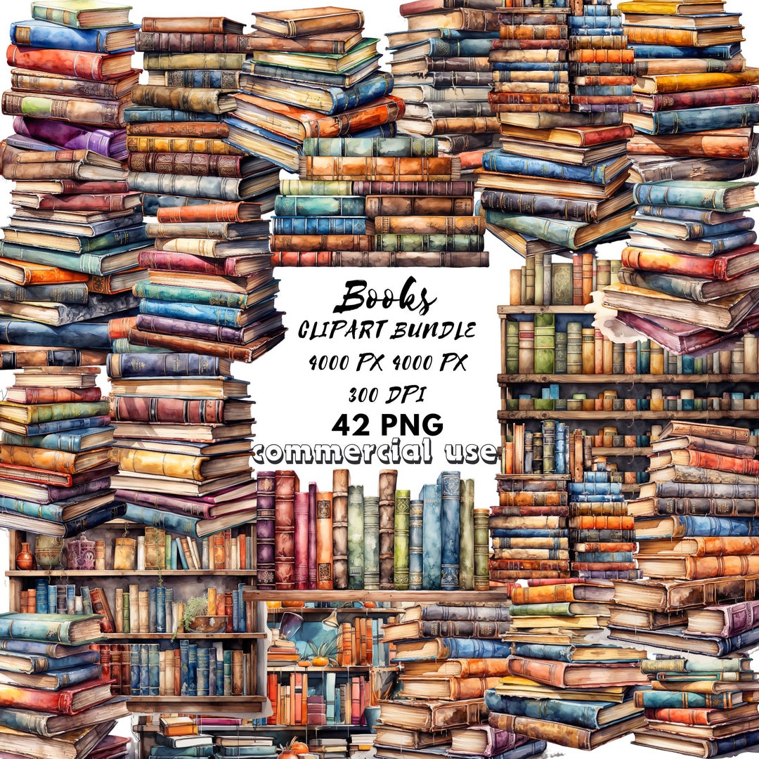 Book Clipart Watercolor Books Clipart Bundle PNG Book Clipart Border ...