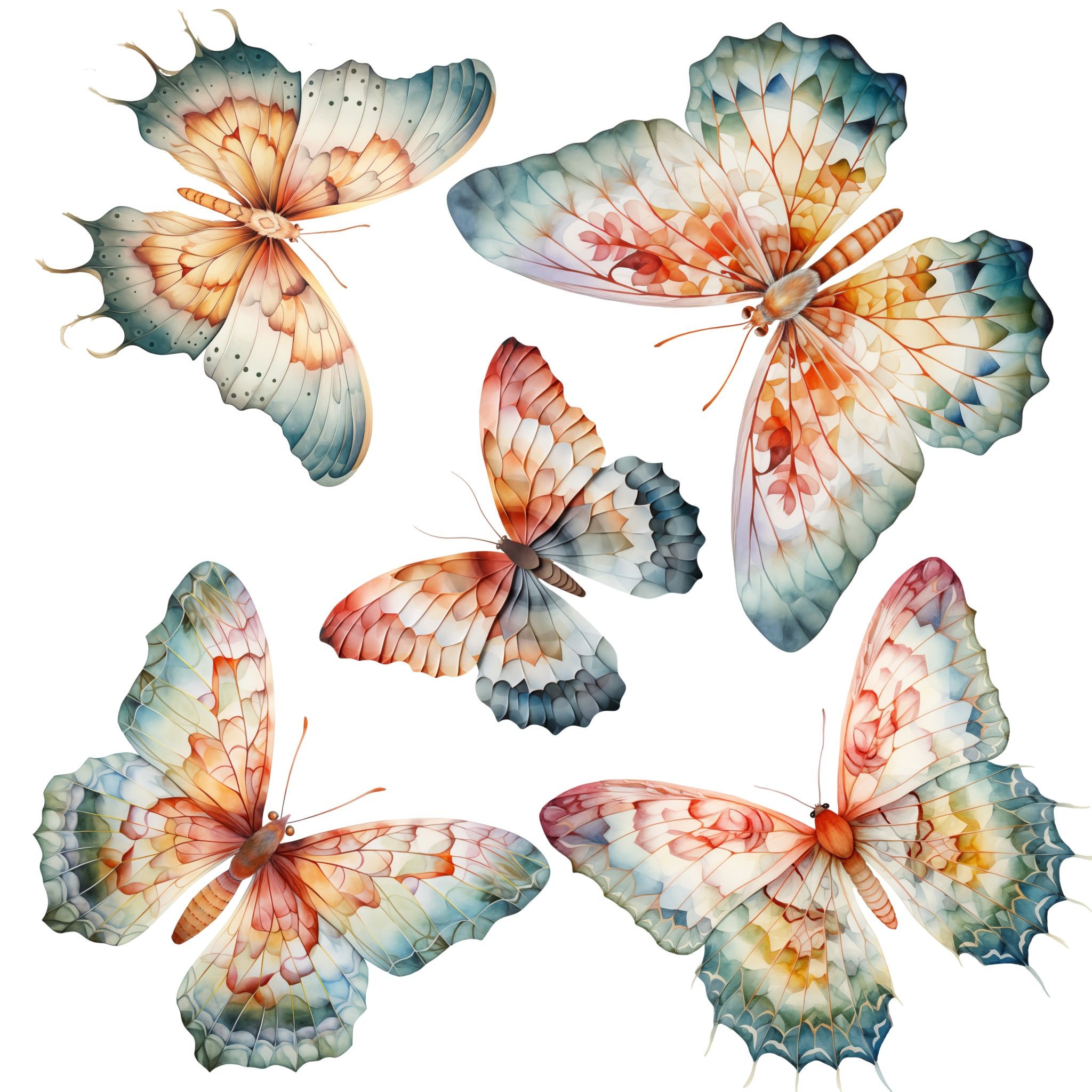 Pastel Butterfly Clipart, Soft Colors Butterflies Pastel Clipart Bundle ...