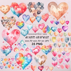Watercolor Pastel Rainbow Heart Cute Clipart Boho Neutral Tone Hearts ...
