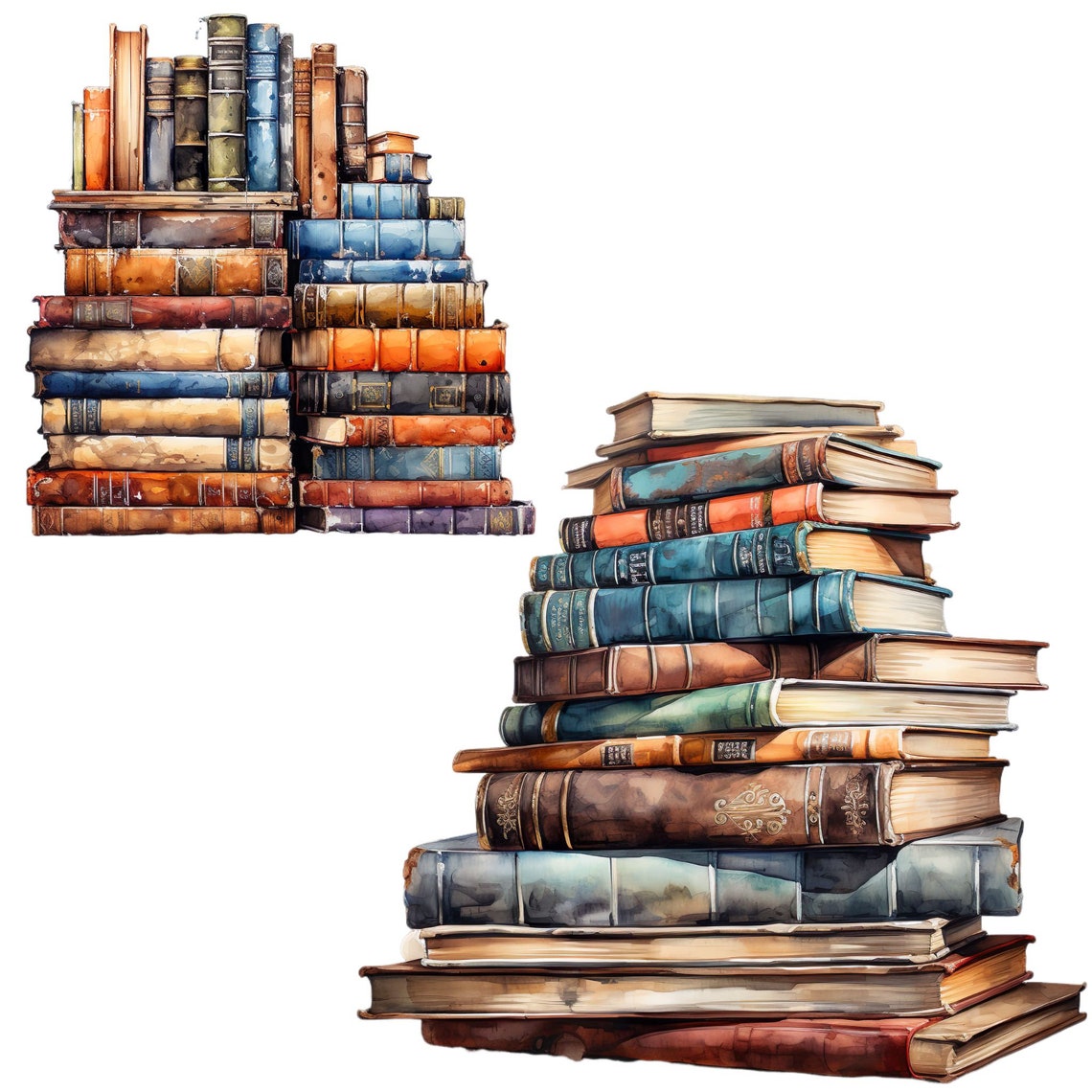 Watercolor Books Clipart Bundle PNG Book Stacks Clipart Book Clipart ...