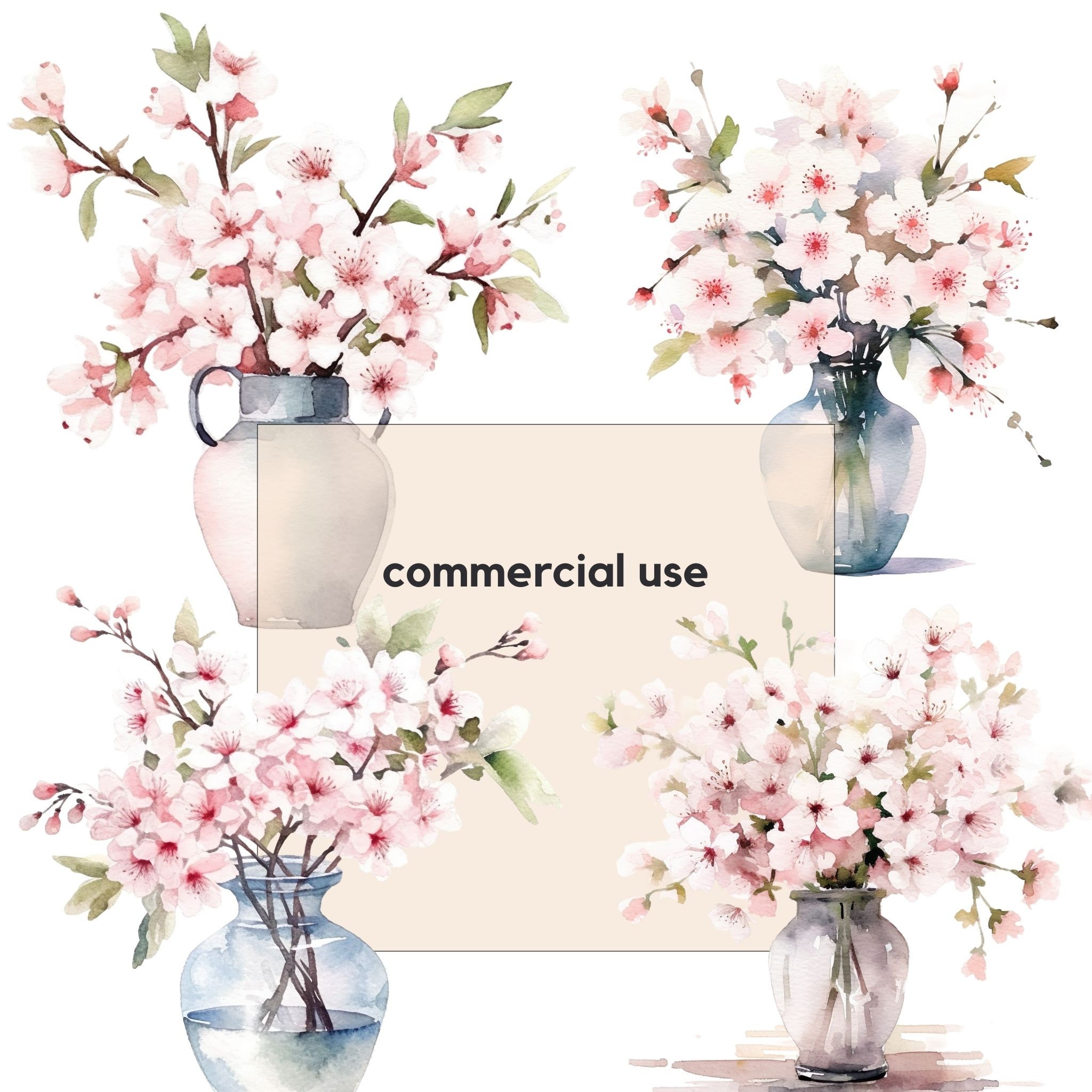 Cherryblossom Watercolor Clipart Sakura Cherry Flower Png Pink Blossom ...
