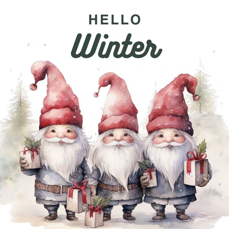 Christmas Gnome PNG Watercolor Bundle Xmas Gnome Transparent Clipart ...