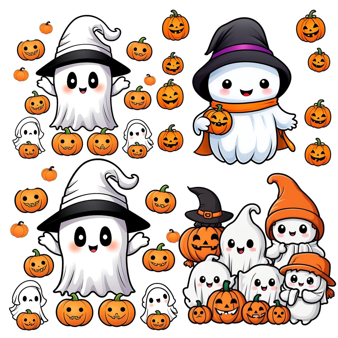Cute Ghost Clipart Kawaii Ghost Commercial Use Halloween Png Instant ...