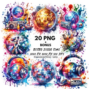 Watercolor Disco Ball Clipart | Disco Cowgirl Clipart | Digital Paper ...