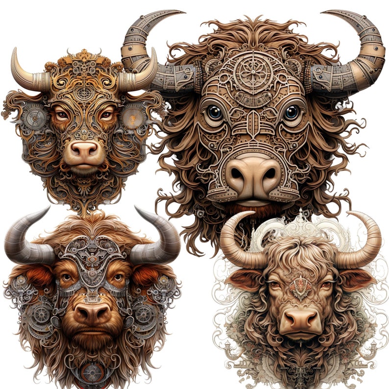 Steampunk Highland Cow Clipart Bundle Highlandcow Steampunk PNG Bundle ...