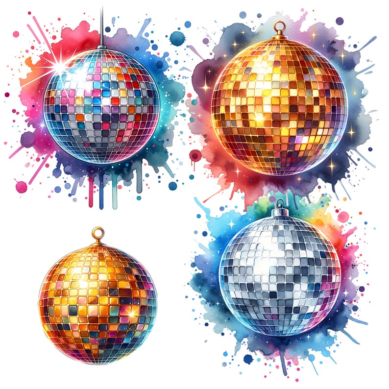 Watercolor Disco Ball Clipart Disco Cowgirl Clipart Digital Paper Craft ...