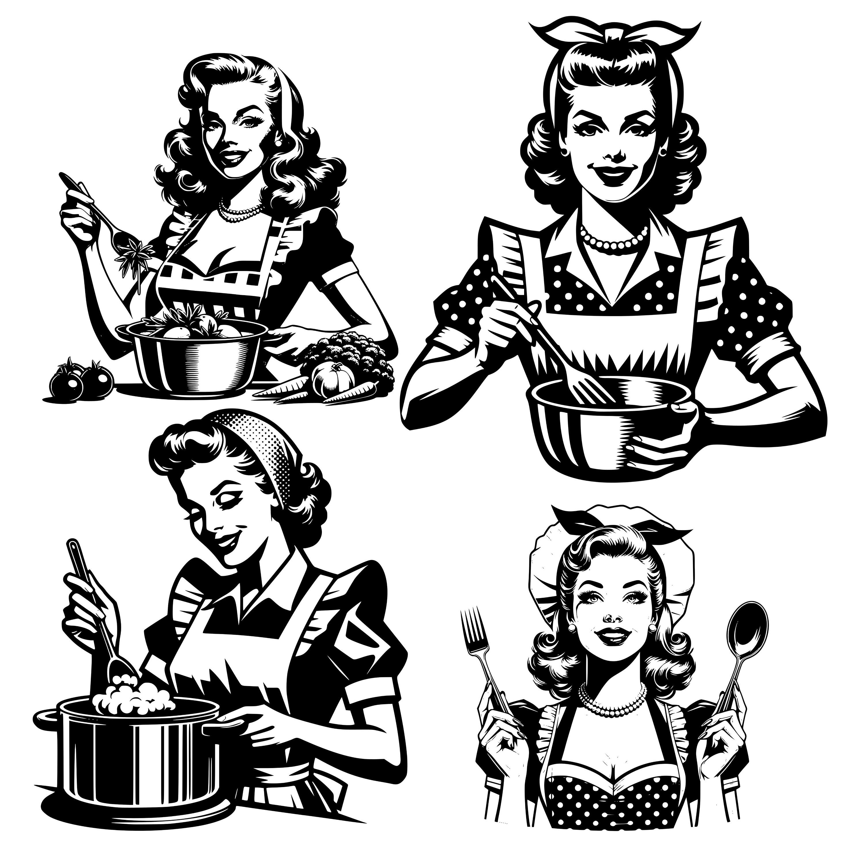 Housewife Vintage Women 60S 50S Retro Woman Svg 1950S Atomic Commercial ...