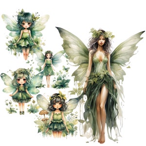 Cute Fairies Watercolor Clipart Bundle Ethereal Forest Fairy & Fantasy ...