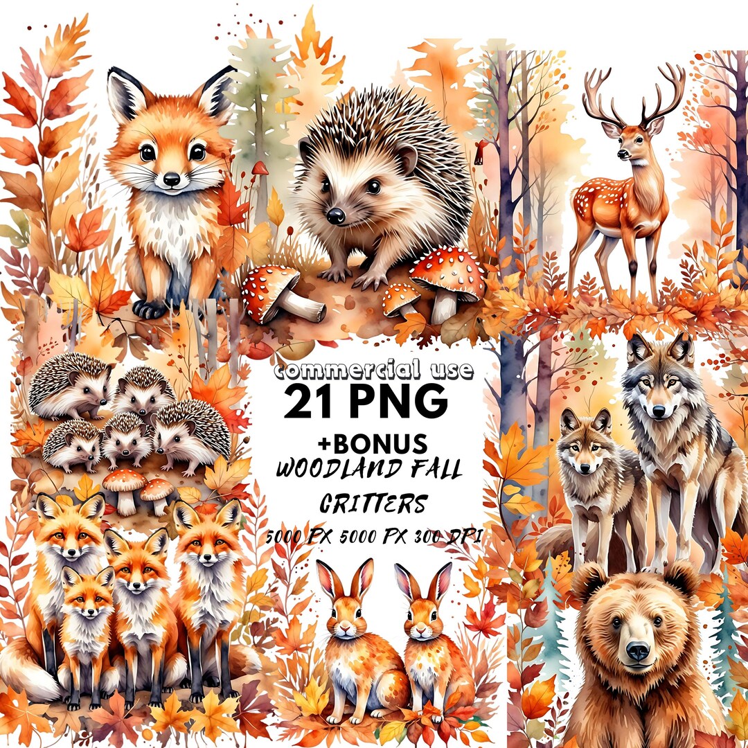 Forest Animals Clipart | Fall Decor | Autumn Holiday | Digital ...