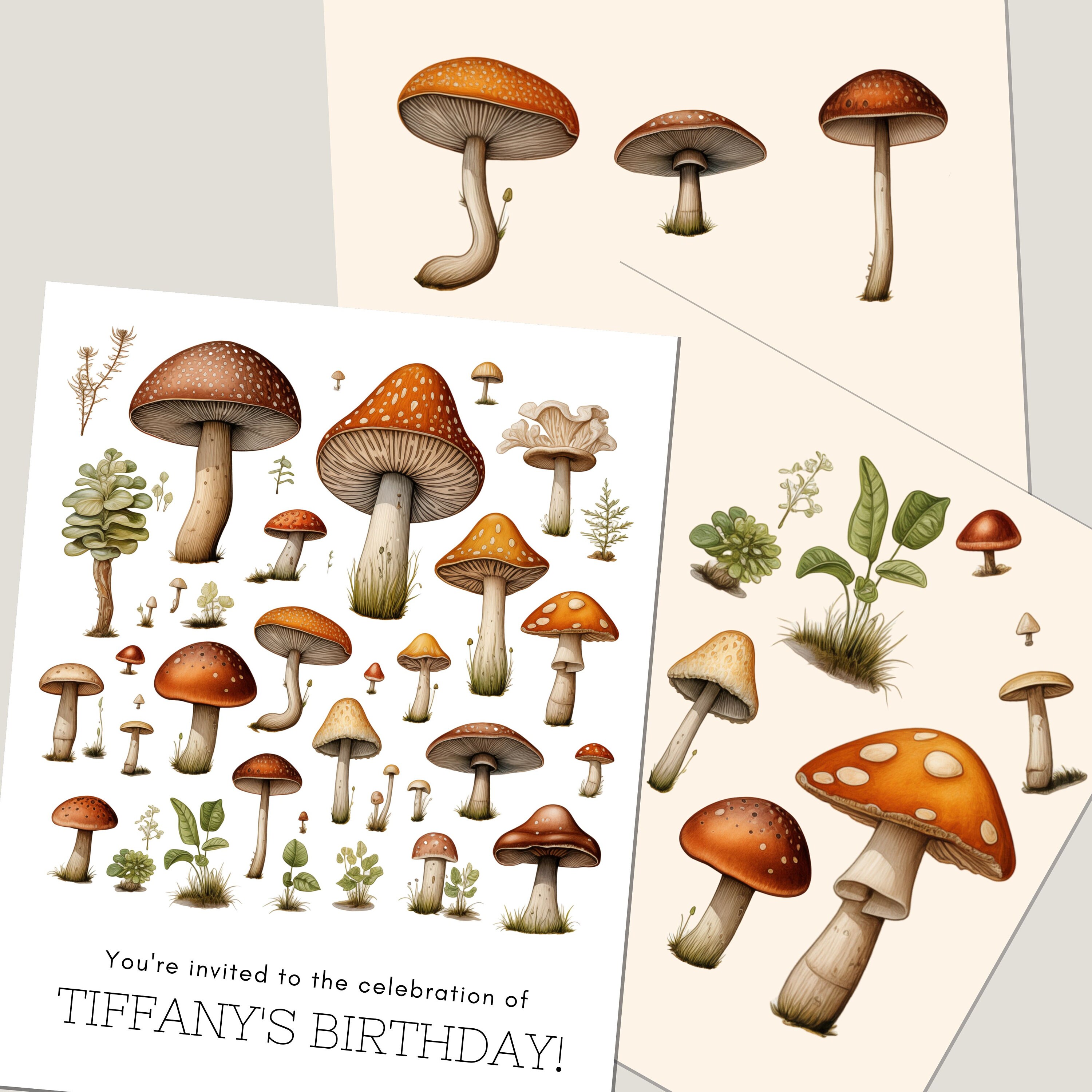 Woodland Clipart Watercolor Mushrooms Clipart Cute Mushrooms Commercial ...