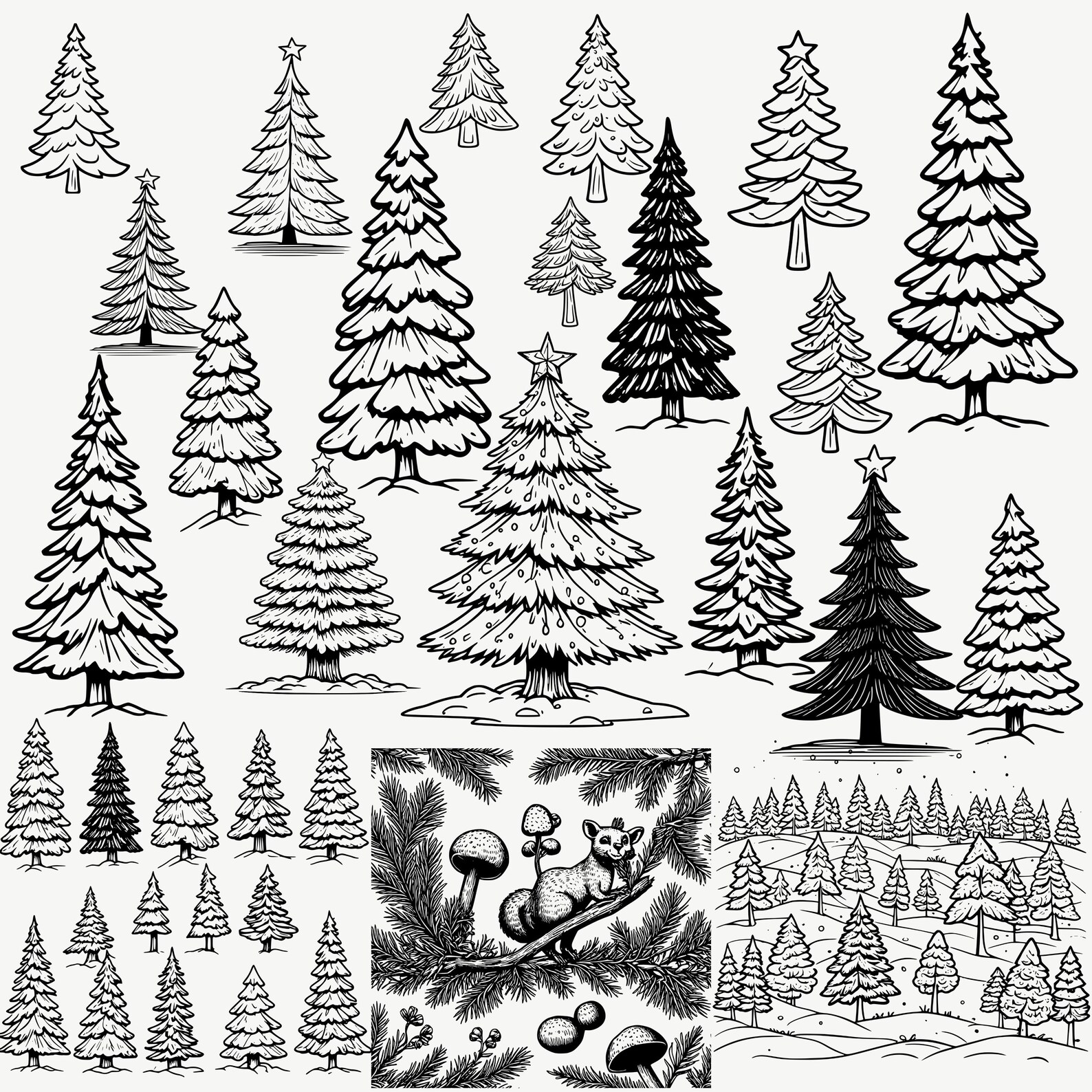 Cute Tree SVG Bundle - Pine Branches - Christmas Decor - Digital ...