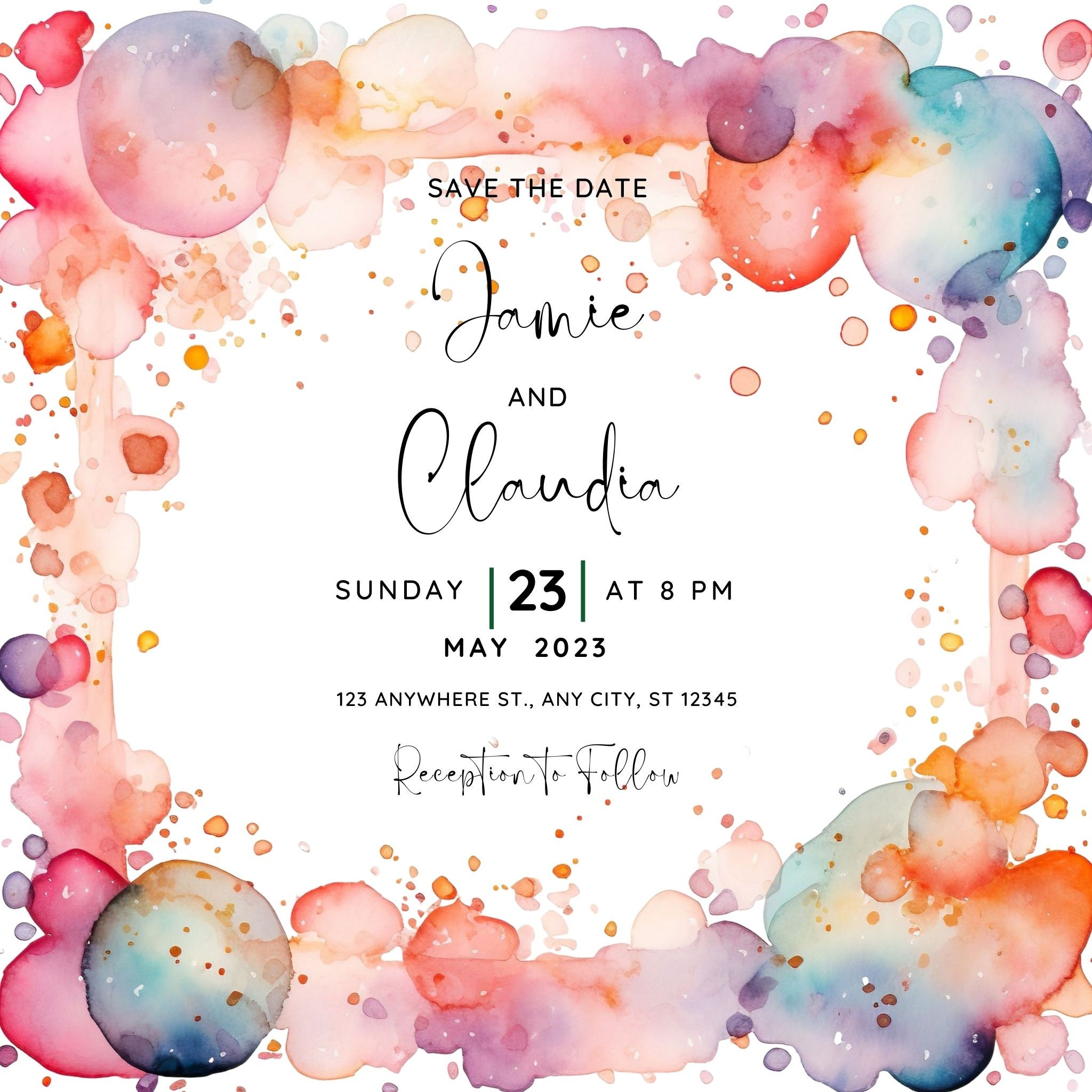 Pastel Rainbow Frame PNG Graphic Watercolor Splash Colorful Frames ...