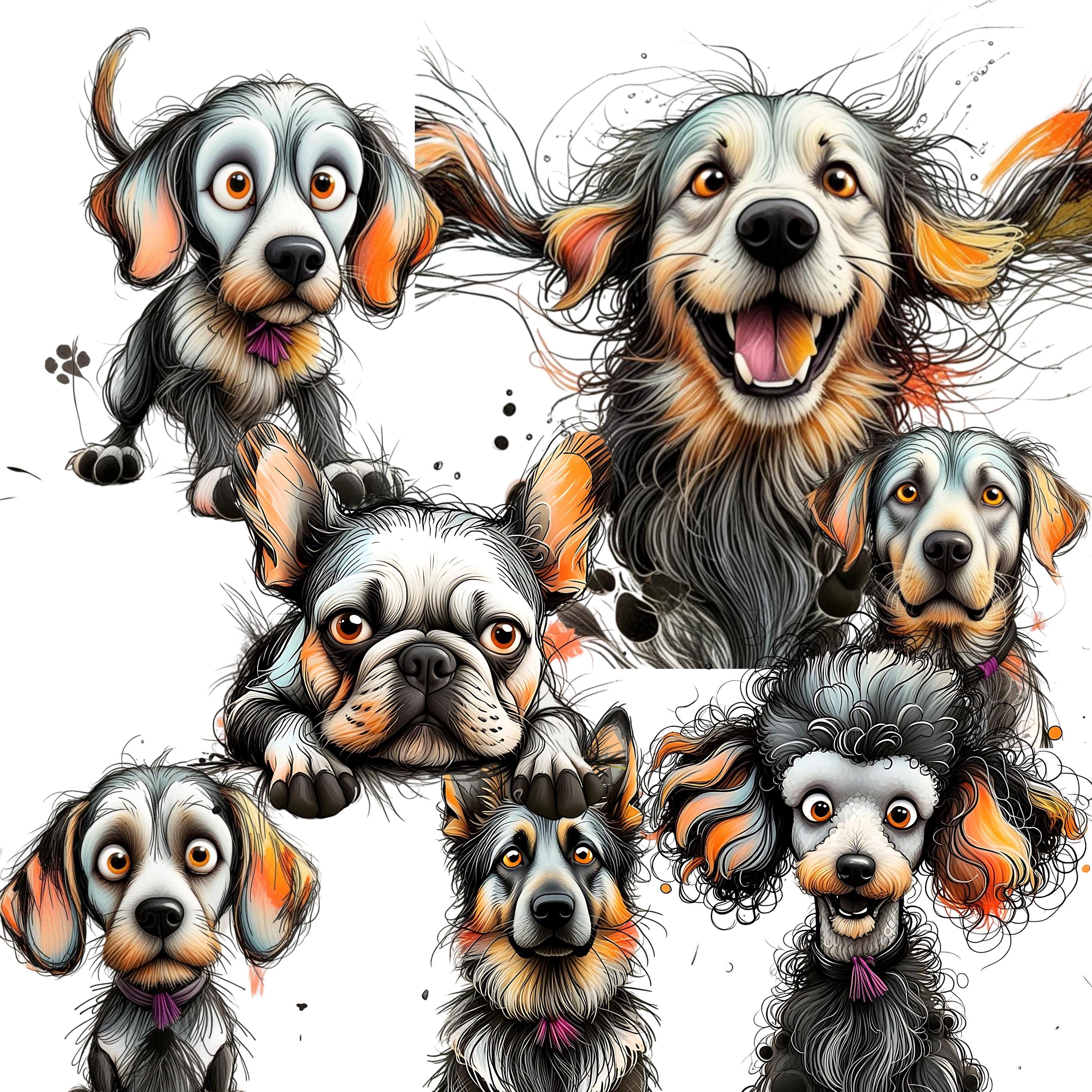 Quirky Dog Clipart Bundle - Funny Pets - Whimsical Dogs - Digital ...