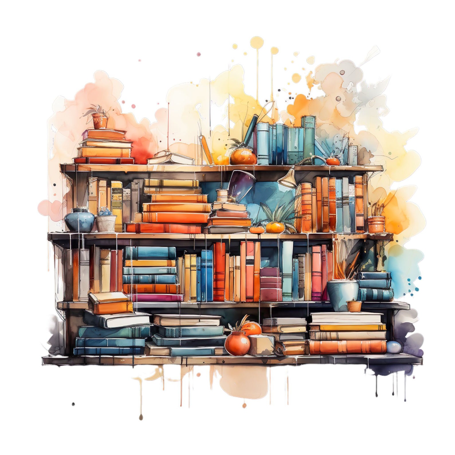 Watercolor Books Clipart Bundle PNG Book Stacks Clipart Book Clipart ...