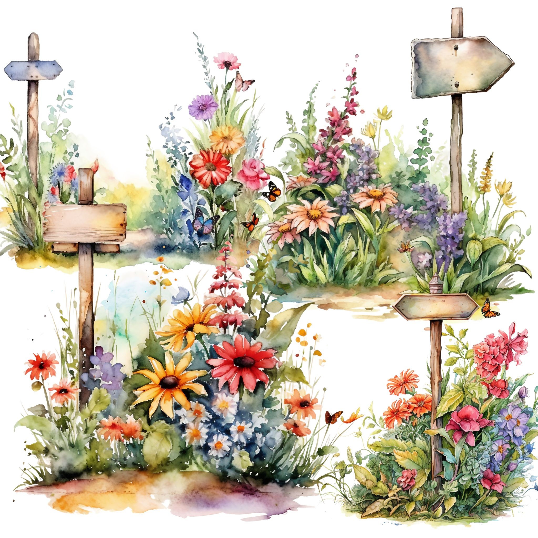 Gardening Clipart Bundle Garden Signs Plantlover Gardening Graphics PNG ...