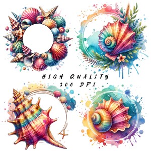 Shells Frame Clipart | Mermaid PNG | Seashell Frame | Digital Clipart ...