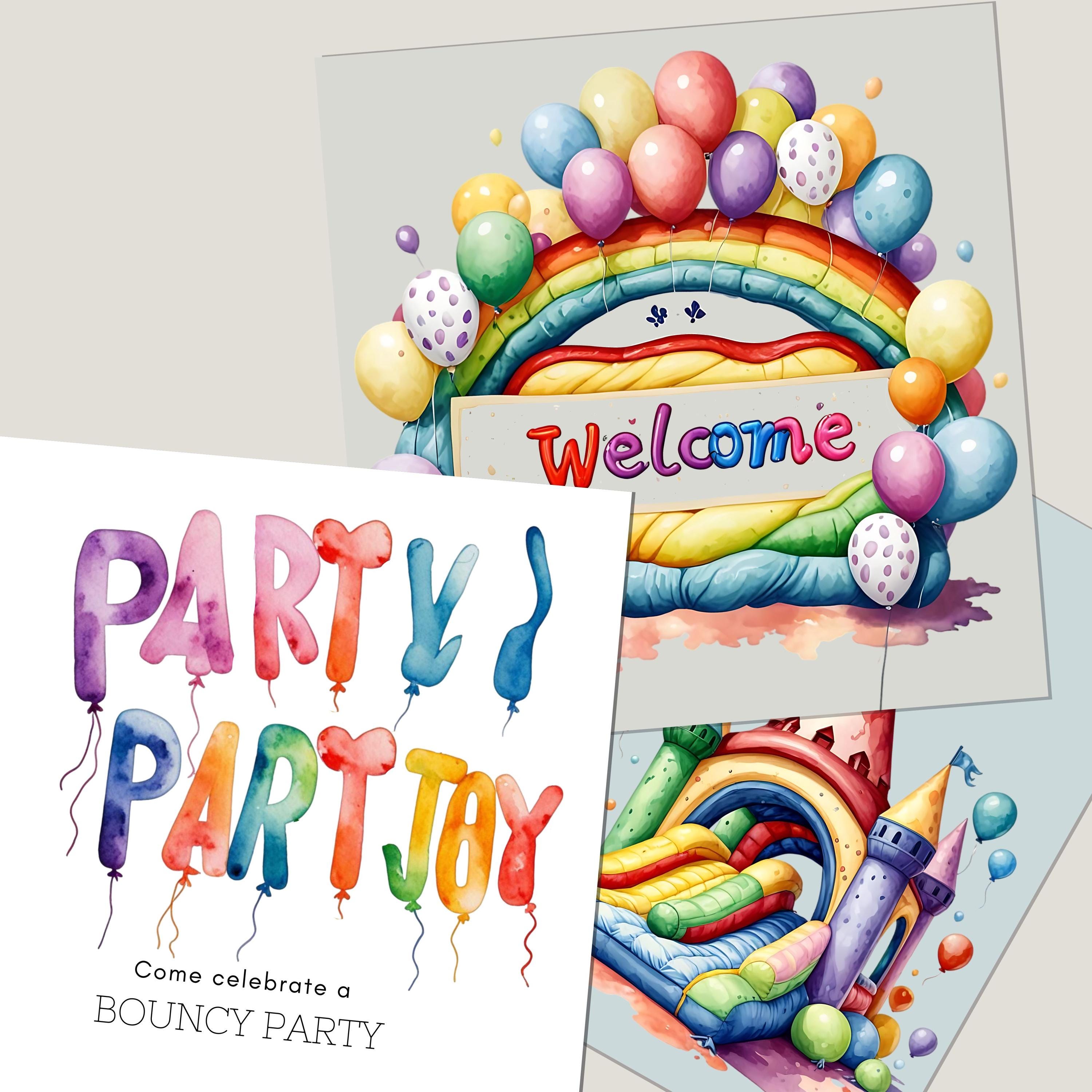 Bounce House Party Clipart - Watercolor Design - Kids Party - Birthday ...