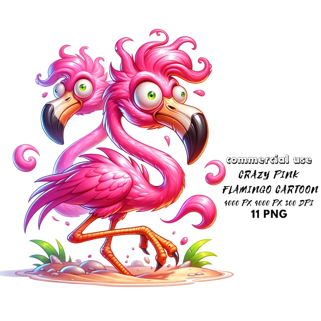 Crazy Pink Flamingo Cartoon PNG Tropical Flamingo Pink Bird Clipart ...