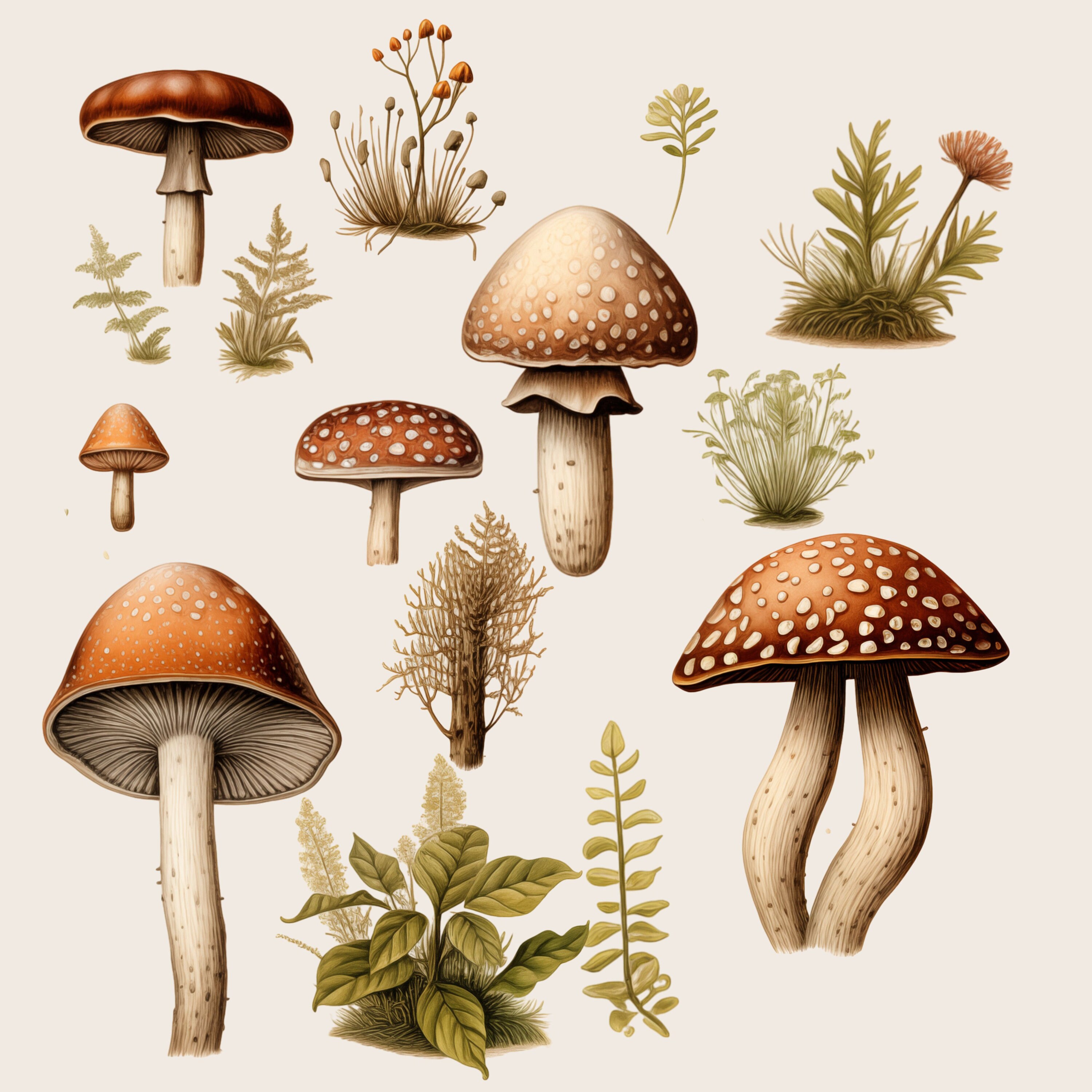 Mushroom Clipart Watercolor Toadstool Fall Thanksgiving Clipart Fall ...