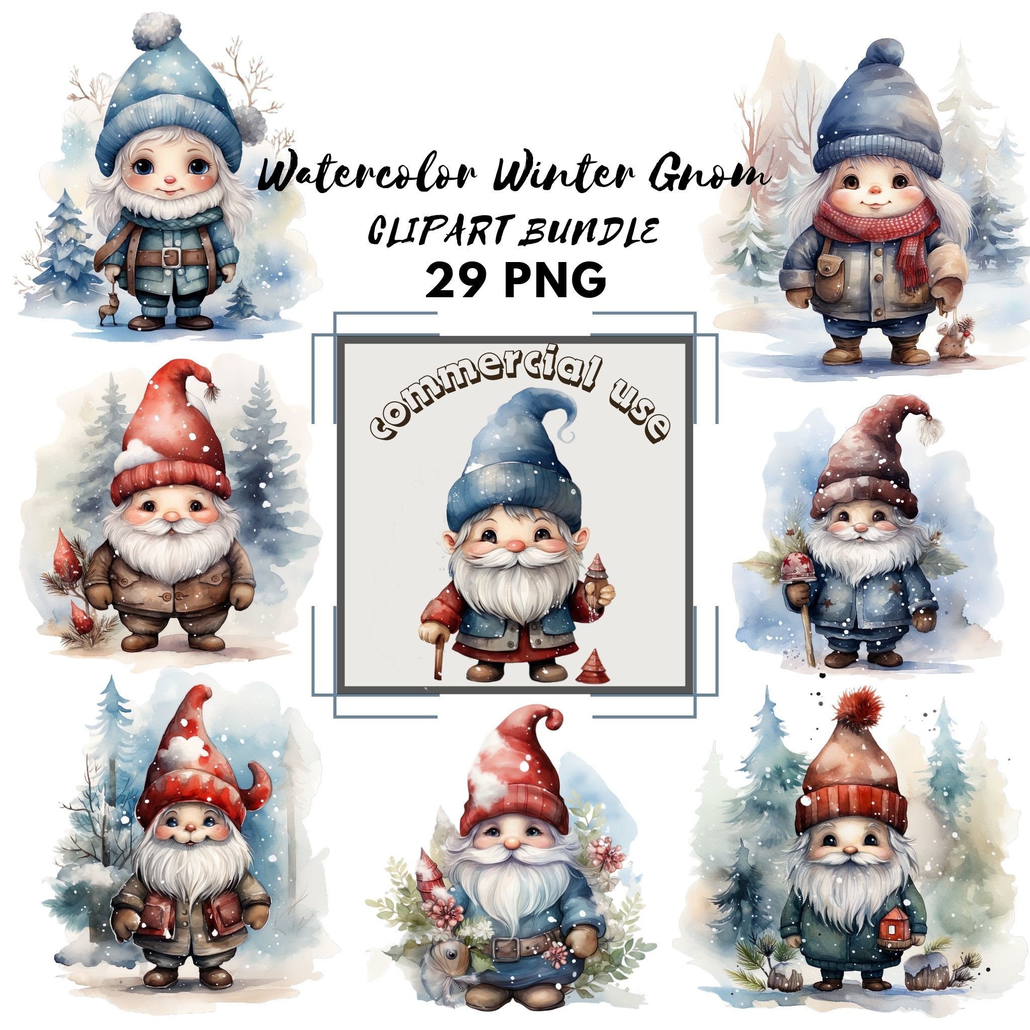 Gnome Clipart Mega Bundle 150 Garden Spring Winter Graphics PNG ...