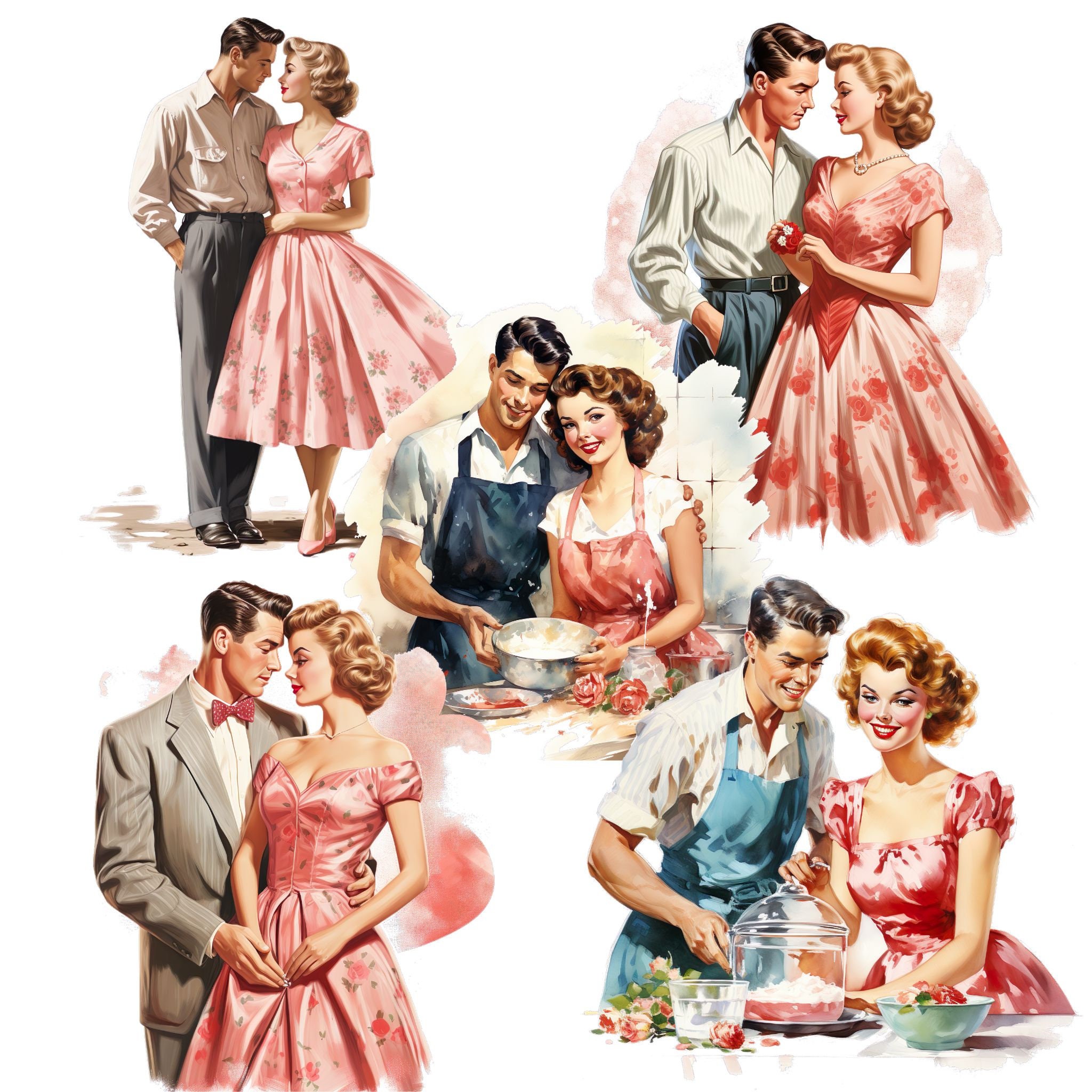 Loving Couple Retro Valentine PNG Vintage Lovers Old Love Graphics ...