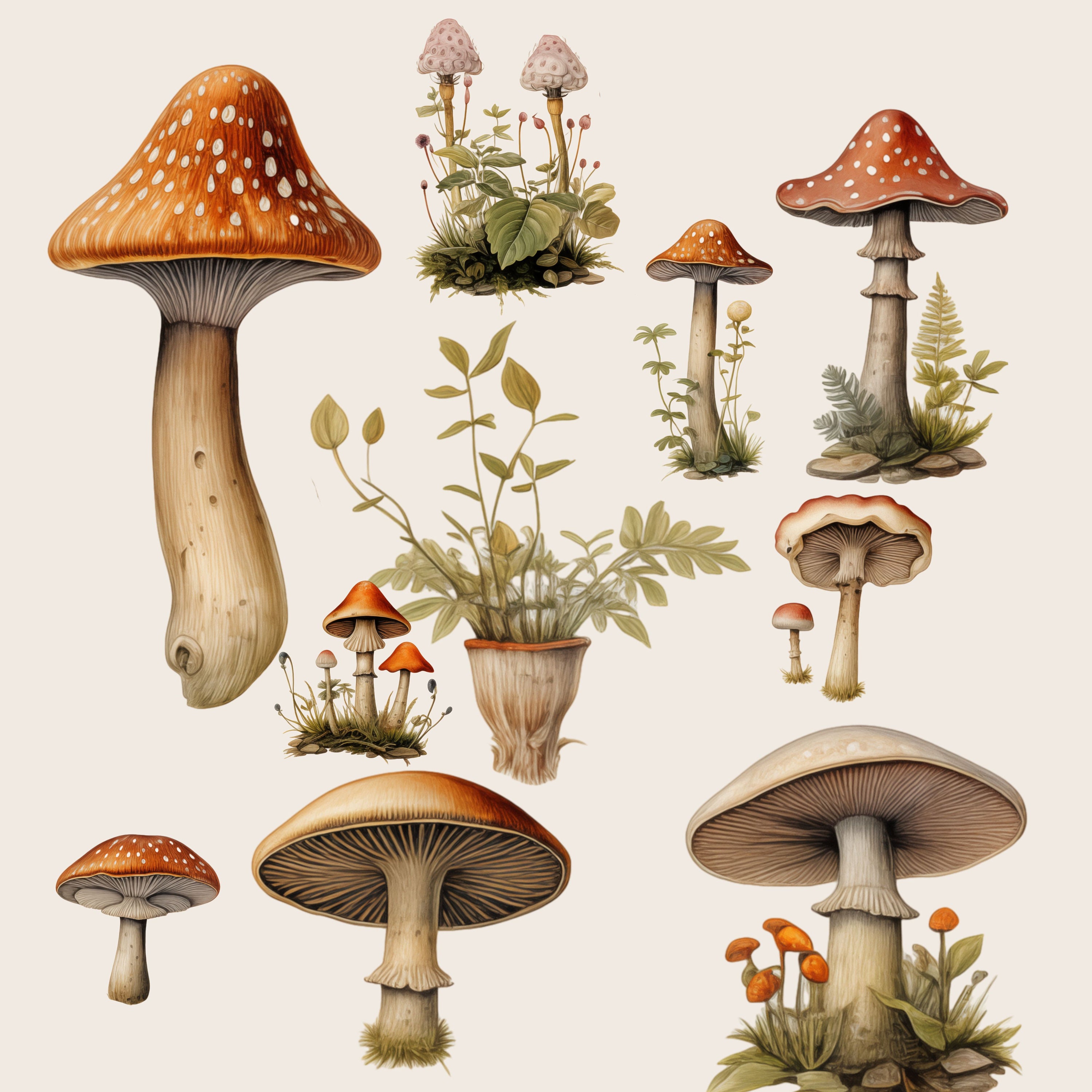 Woodland Clipart | Watercolor Mushrooms Clipart | Cute Mushrooms ...