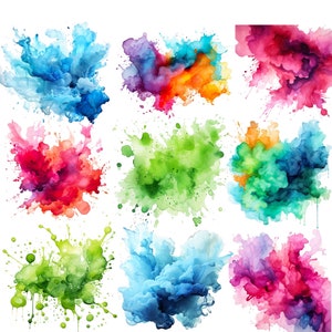 Watercolor Splash and Alcohol Ink Clip Art Commercial Use Instant ...