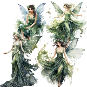 Cute Fairies Watercolor Clipart Bundle Ethereal Forest Fairy & Fantasy ...