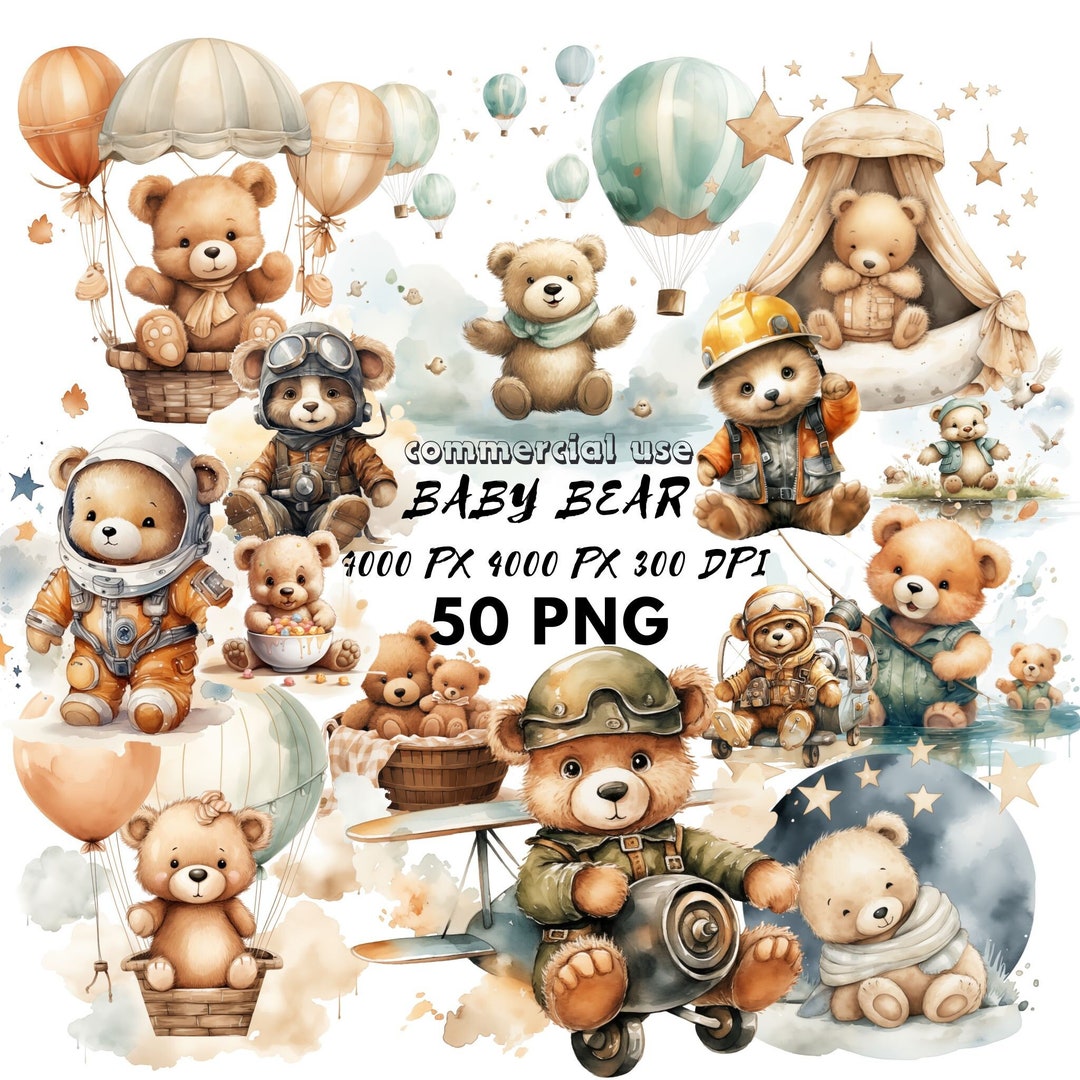 Beary First Birthday Clipart - 1st Birthday PNG- Teddy Bear Design ...