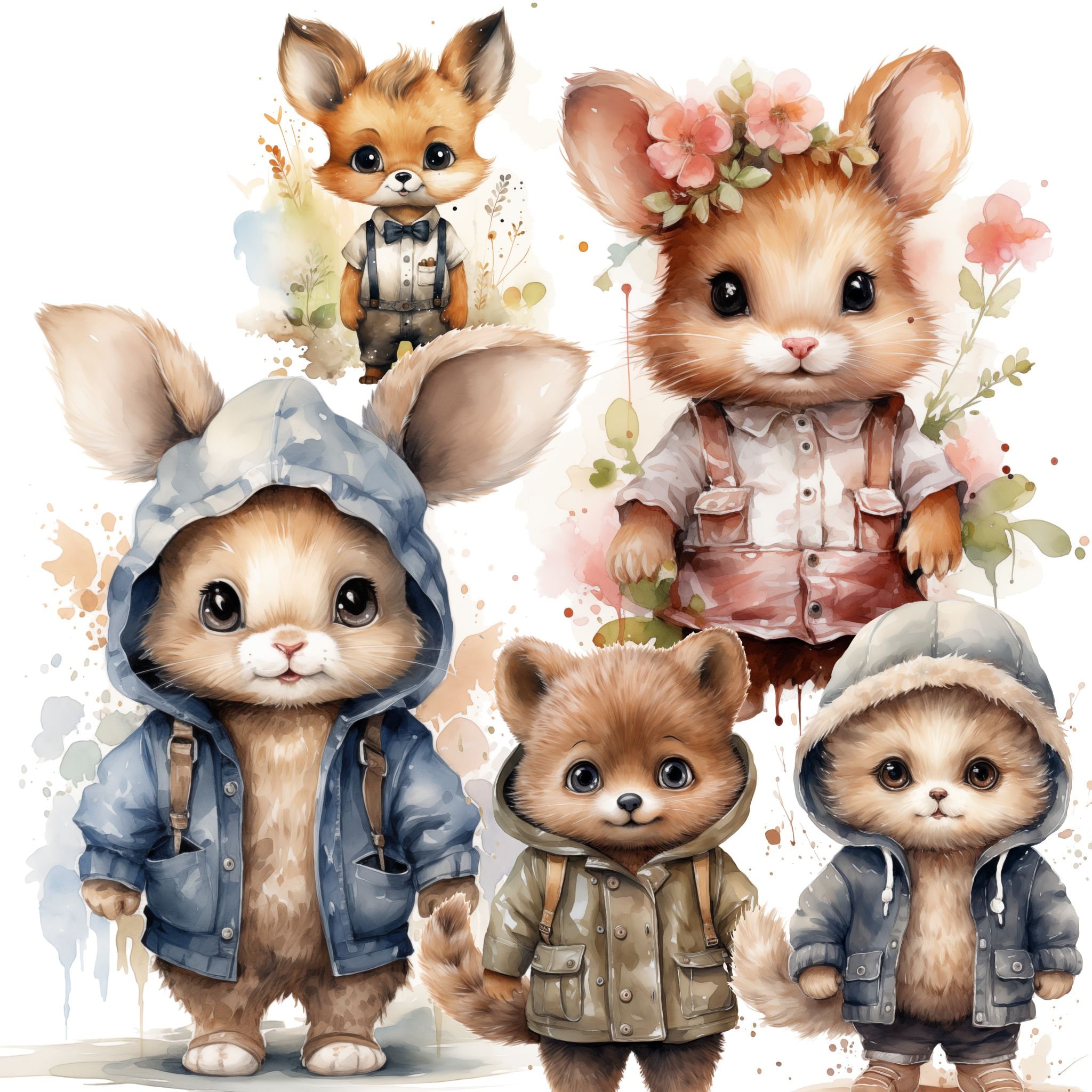 Clothed Baby Animal Clipart Animated Animal With Clothes Cute Clothed ...