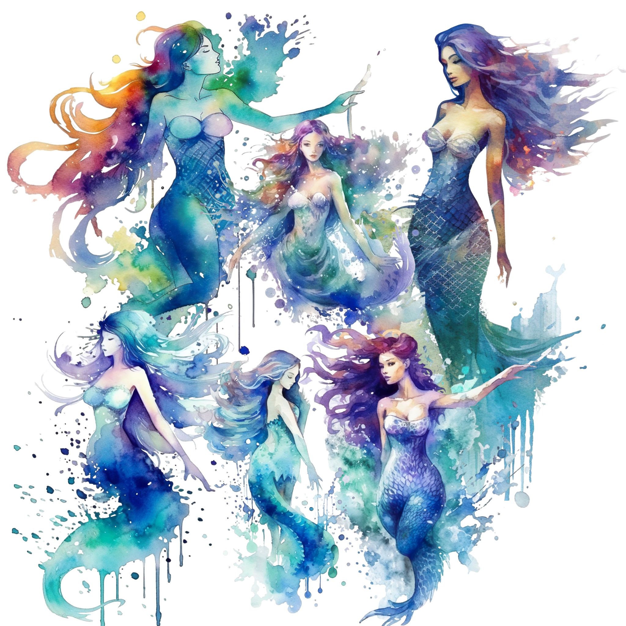 Dark Mermaid PNG Clipart - Creepy Sea Witch Art - Pastel Goth Digital ...