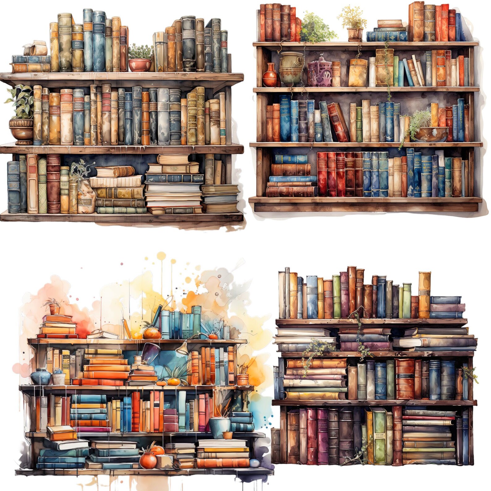 Book Clipart Watercolor Books Clipart Bundle PNG Book Clipart Border ...