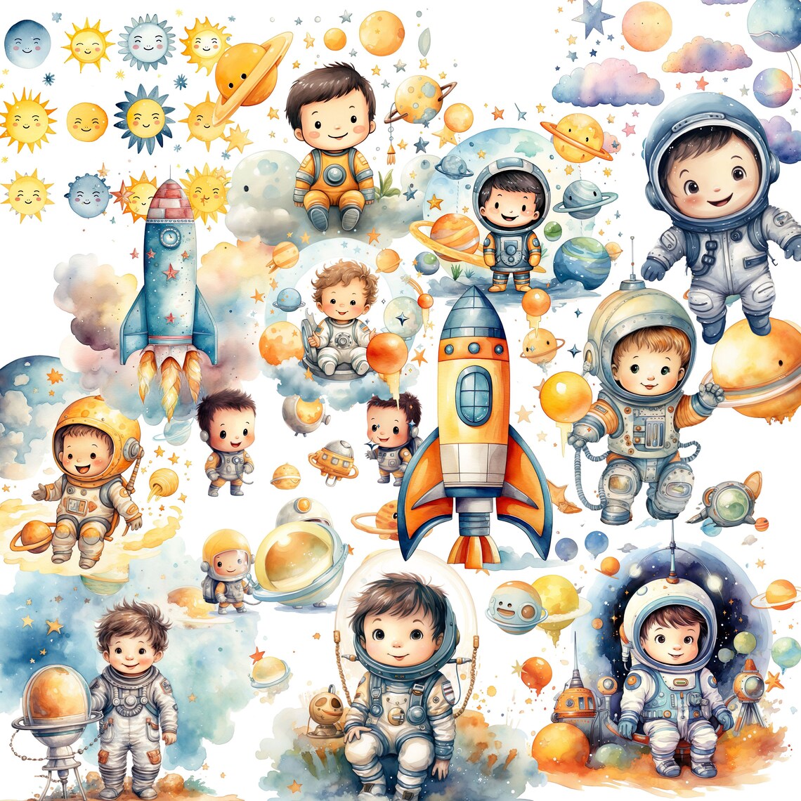 70 Little Space Astronaut Spaceship Cute Space Clipart: Astronaut Art ...
