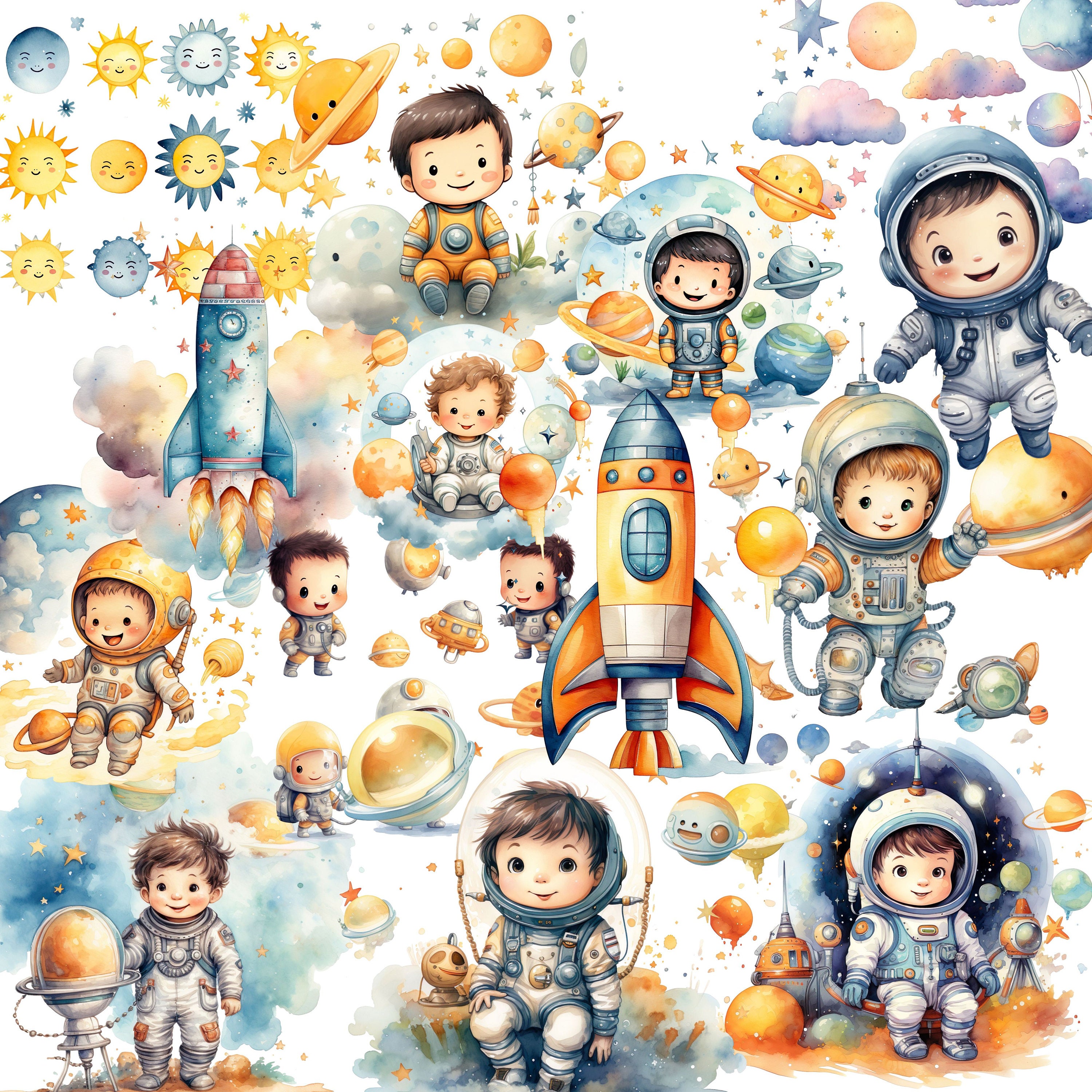 70 Little Space Astronaut Spaceship Cute Space Clipart: Astronaut Art ...