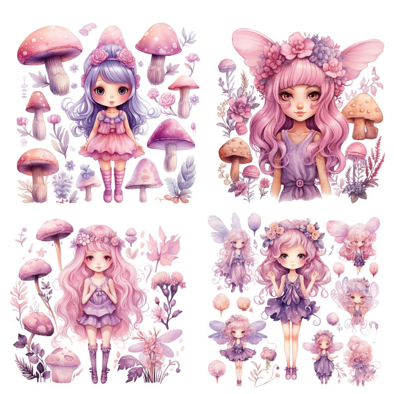 Fairy Mushroom Clipart Watercolor Fairy Mushroom House Garden Clipart ...