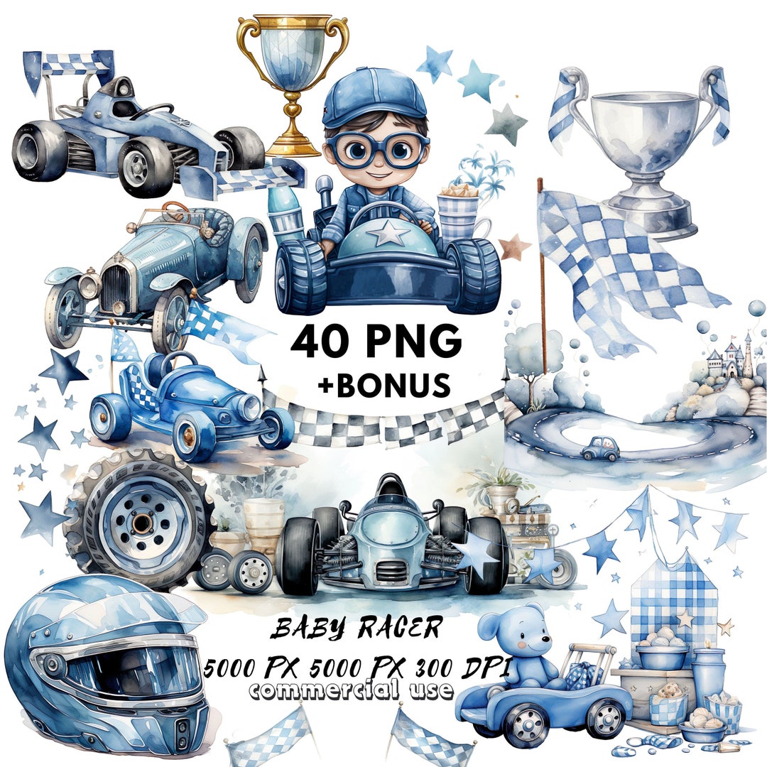 Race Car Watercolor Driver | Cars Clipart | Commercial Use | Baby Boy ...