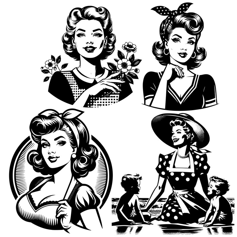 Housewife Vintage Women | 60S 50S | Retro Woman Svg | 1950S Atomic ...