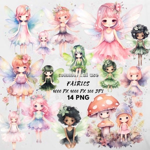 Fairy Pastel Watercolor Clipart Cutegreen Fairy Graphics PNG Ethereal ...