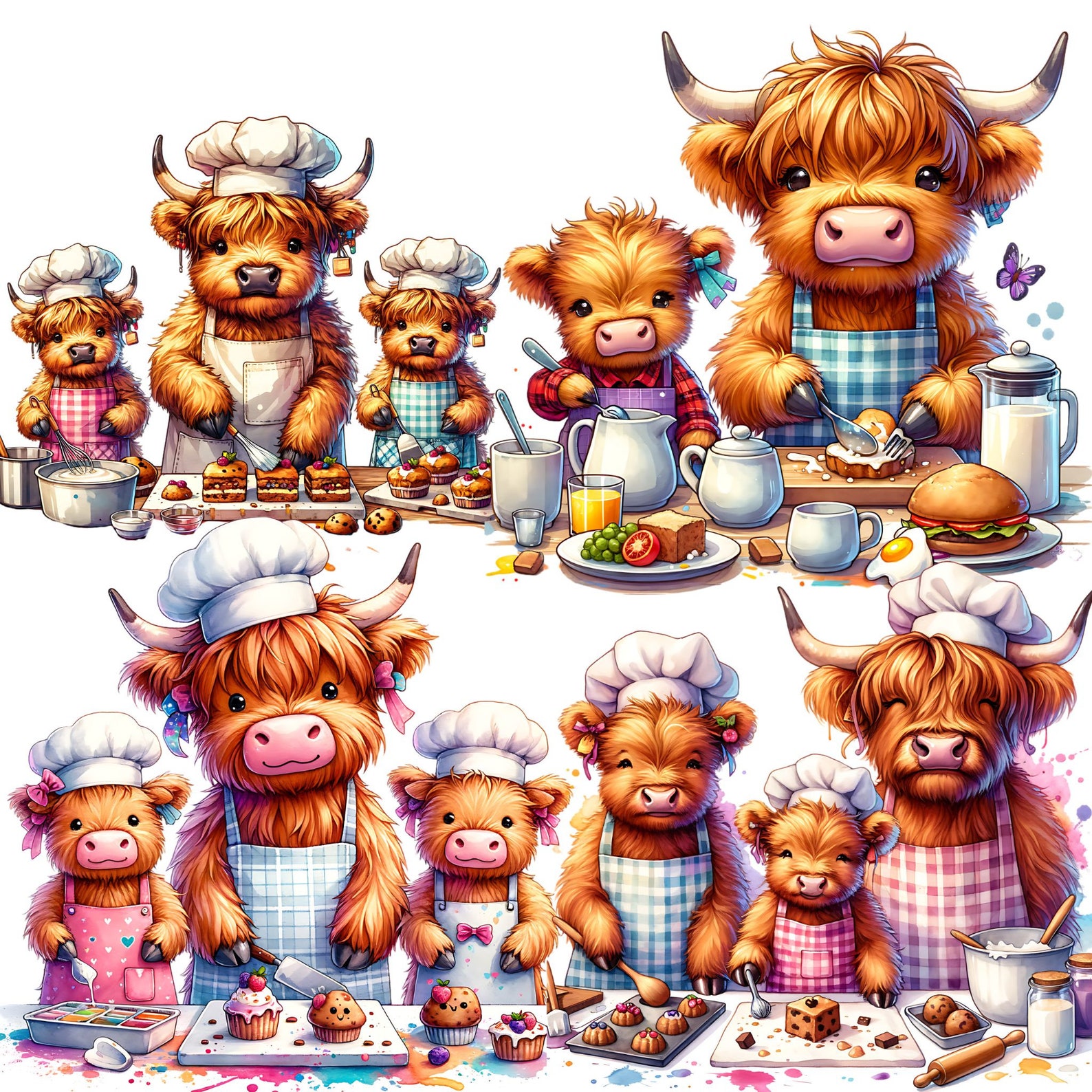 Kitchen Highlander Cows Family Highlandcow Clipart Cow PNG Bundle ...