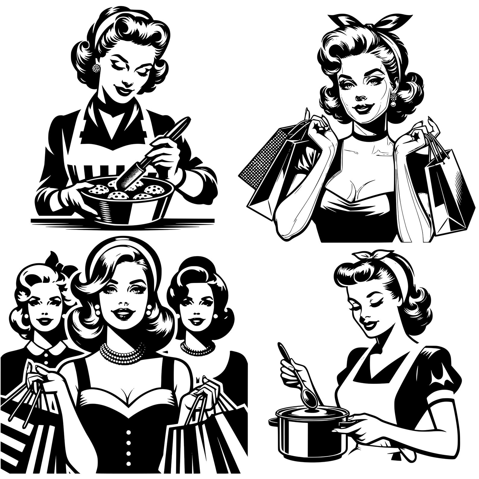 Housewife Vintage Women 60S 50S Retro Woman Svg 1950S Atomic Commercial ...