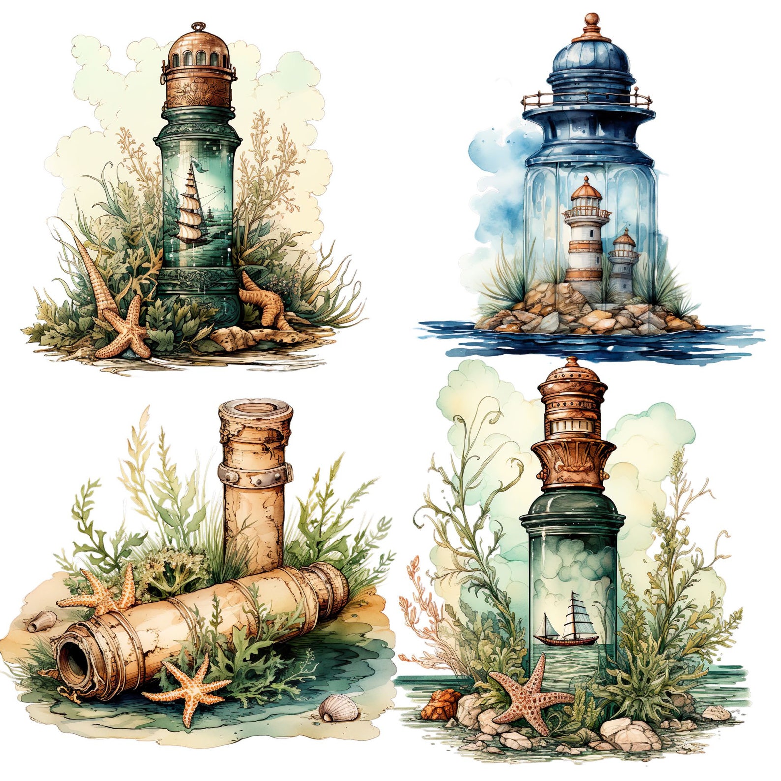 Sea Bottle Clipart | Nautical Clipart. Ocean Clipart. Sea Clip Art ...