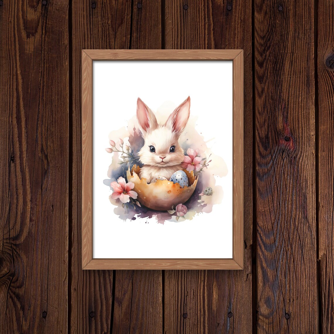 Cute Easter Bunny Clipart Floral Spring Holiday Easter Egg Hare Rabbit PNG Bundle Watercolor ...