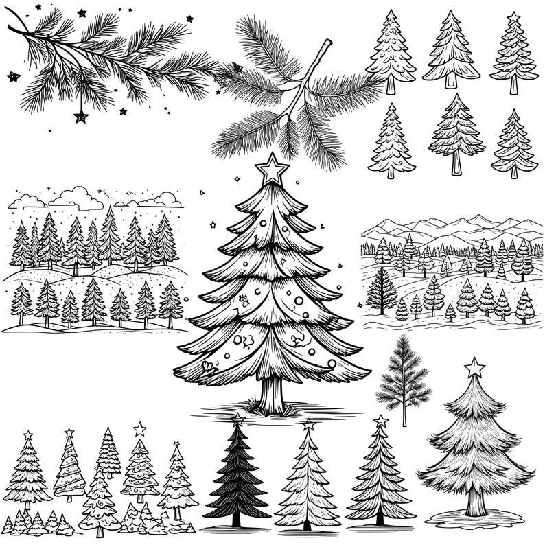 Cute Tree SVG Bundle - Pine Branches - Christmas Decor - Digital ...