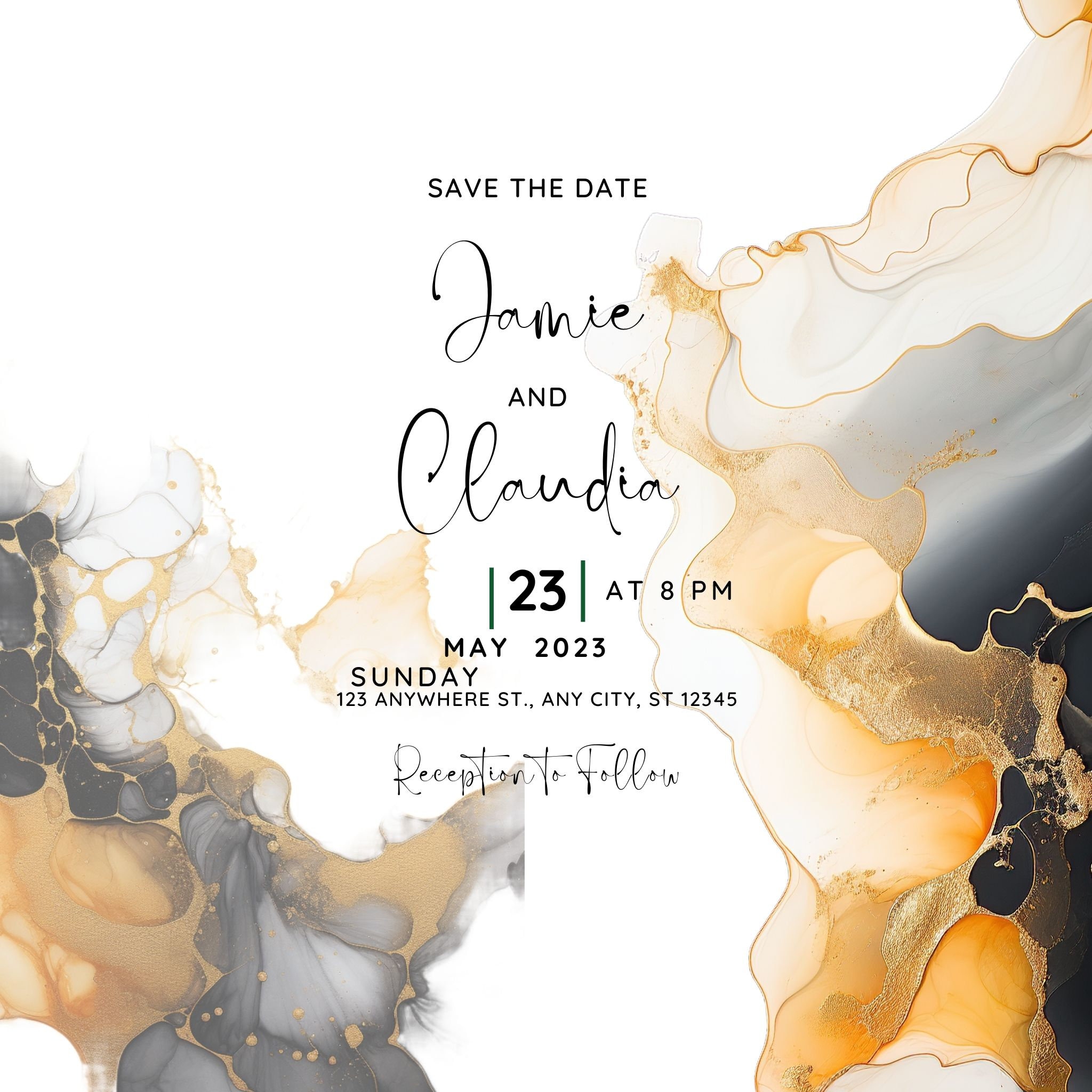 Black Gold Splash Clipart Luxury Veined Watercolor Commercial Use 20 ...