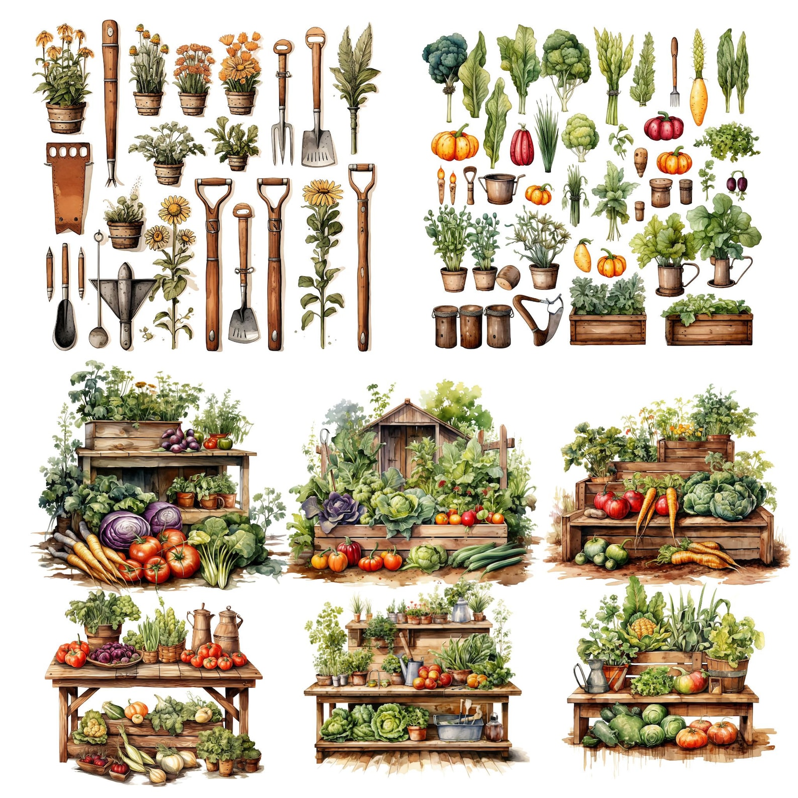 Gardening Clipart Bundle Plantlover Gardening Tools PNG Gardening ...